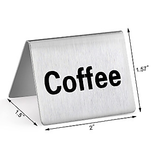 New Star Foodservice 27051 Stainless Steel Table Tent Sign, (Coffee), 2"x 2", Set of 2