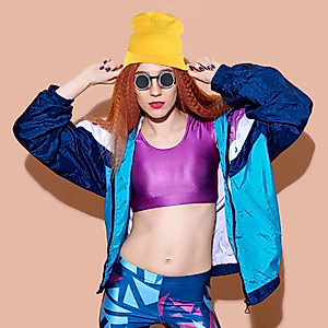 Geyoga Vintage Steampunk Goggles Halloween Cosplay Punk Sunglasses Yellow Beanie (2 Sets)