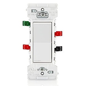Leviton E5603-SW Decora Edge 15 Amp 3-Way Rocker Switch, White