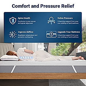 Twin Mattress Topper, Avenco Twin Mattress Topper Memory Foam, 3 Inch Mattress Topper Twin with Removable Cover for College Dorm, Reversible Medium Firm, Comfort CertiPUR-US Foam