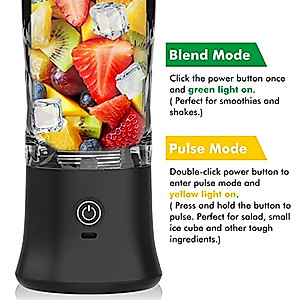 Portable Blender, Personal Size Blender for Shakes and Smoothies, 20oz USB Rechargeable Small Bottle Blender with 6 Blades for Kitchen/Home/Travel