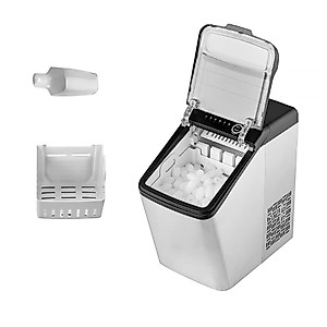 WACTO Self-Cleaning Ice Maker - 9 Cubes in 7 Mins, 33lbs in 24Hrs, Ice Scoop and Basket, 2 Ways Water Refill, 2 Size Bullet Ice - Ideal for Kitchen Bar - Portable Countertop Ice Maker