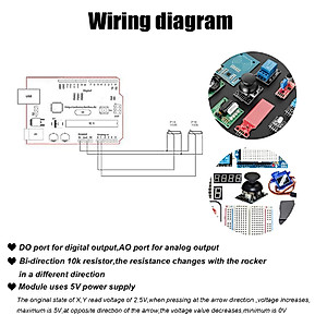 Diitao 8PCS Joystick Breakout Module,Game Controller Replacement Joystick Analog Thumb Stick,XY Dual-axis Joystick Breakout Module with 60pin 20cm Multicolored Breadboard Jumper Wires Kit