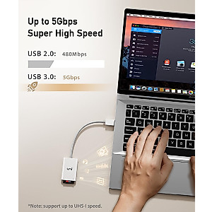 SD Card Reader, uni High-Speed USB 3.0 to Micro SD Card Adapter, Aluminum Computer Memory Card Reader Dual Slots, for SD/SDXC/SDHC/MMC/Micro SDXC/TF/Micro SDHC | Laptop, PC - White, UA226-23