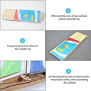 Gadpiparty 1Set DIY Wooden Sailboat Model Kits, Wood Boat Craft Model Boat Building Activities Woodcrafts Education Puzzle Toy for Kids Party Favors