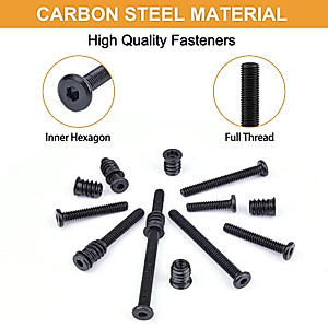 VIGRUE 80PCS Baby Bed Crib Metric Screws M6 x 15mm/ 20mm/ 25mm/ 30mm/ 35mm/ 40mm/ 50mm/ 70mm Black Hex Socket Cap Bolts Barrel Nuts Assortment Kit for Crib Baby Bed Furniture Hardware Cots and Chairs