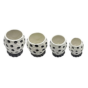 ACK Tuscany Cute Black and White Owl 4PCs Canister Set with Lid, Kitchen Storage Jar, Food Storage Container, Airtight Storage Container With Rubber Seal