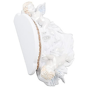 Haofy Creative European Angel Wall Shelf, Wall Decoration European Exquisite Beautiful Decoration Rack Floating Wall Shelf for Bedroom Living Room Kit(Pure White Gold)