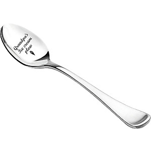 Grandpas Ice Cream Plow | Engraved Spoon Gift for Grandfather | Gift For Grandpa Daddy | Birthday Anniversary Christmas for Men | Stocking Stuffer Ice Cream Lovers Dessert Spoon | 7 Inches Spoon
