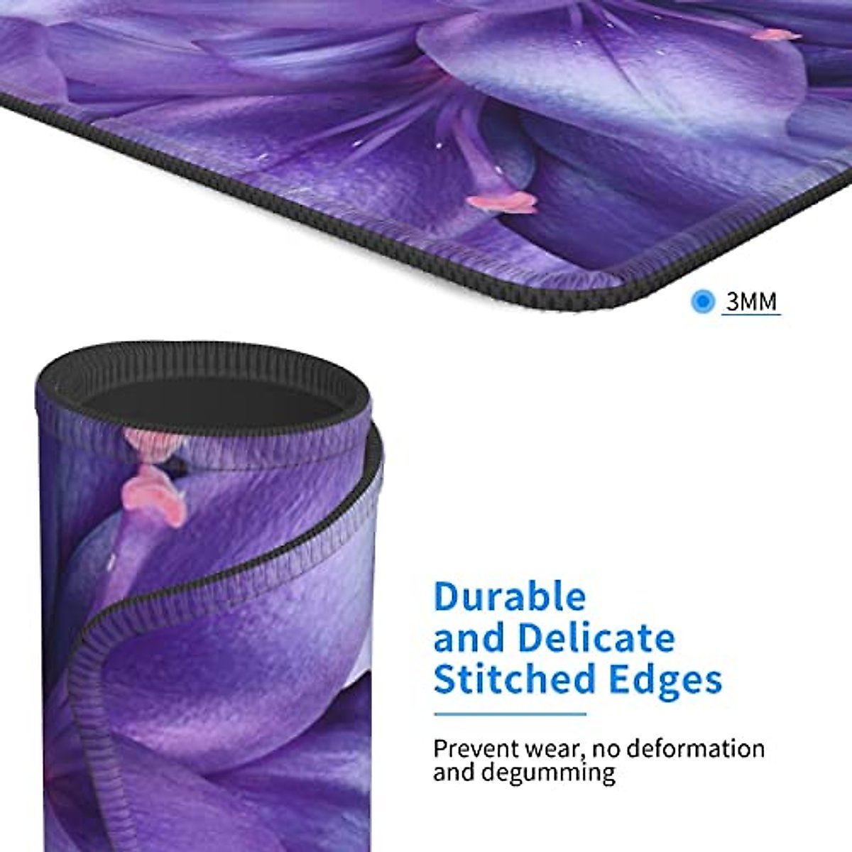 Purple Lily Flowers Printed Mouse Pad with Non-Slip Rubber Base Gaming Mouse Pad for Wireless Mouse Computers Laptop Office 10.2 x 8.3 in