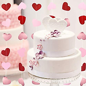 Heart Garland Banner Valentine's Day Decorations, Wedding Decor, Mother's Day| Paper Heart Hanging Banner | Engagement Decorations, Baby Shower Bridal Love Anniversary | Valentines Photo Props | Background decor, Wall Decorations, Curtain and Window Displ