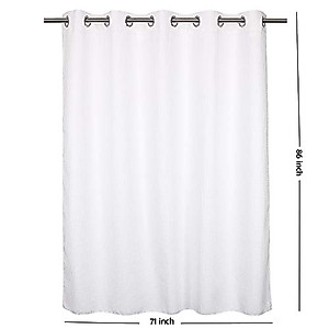 River Dream Hotel Grade No Hooks Needed Shower Curtain with Snap in Liner,Water Repellent, Machine Washable (White, 71"x86"(W/Liner))