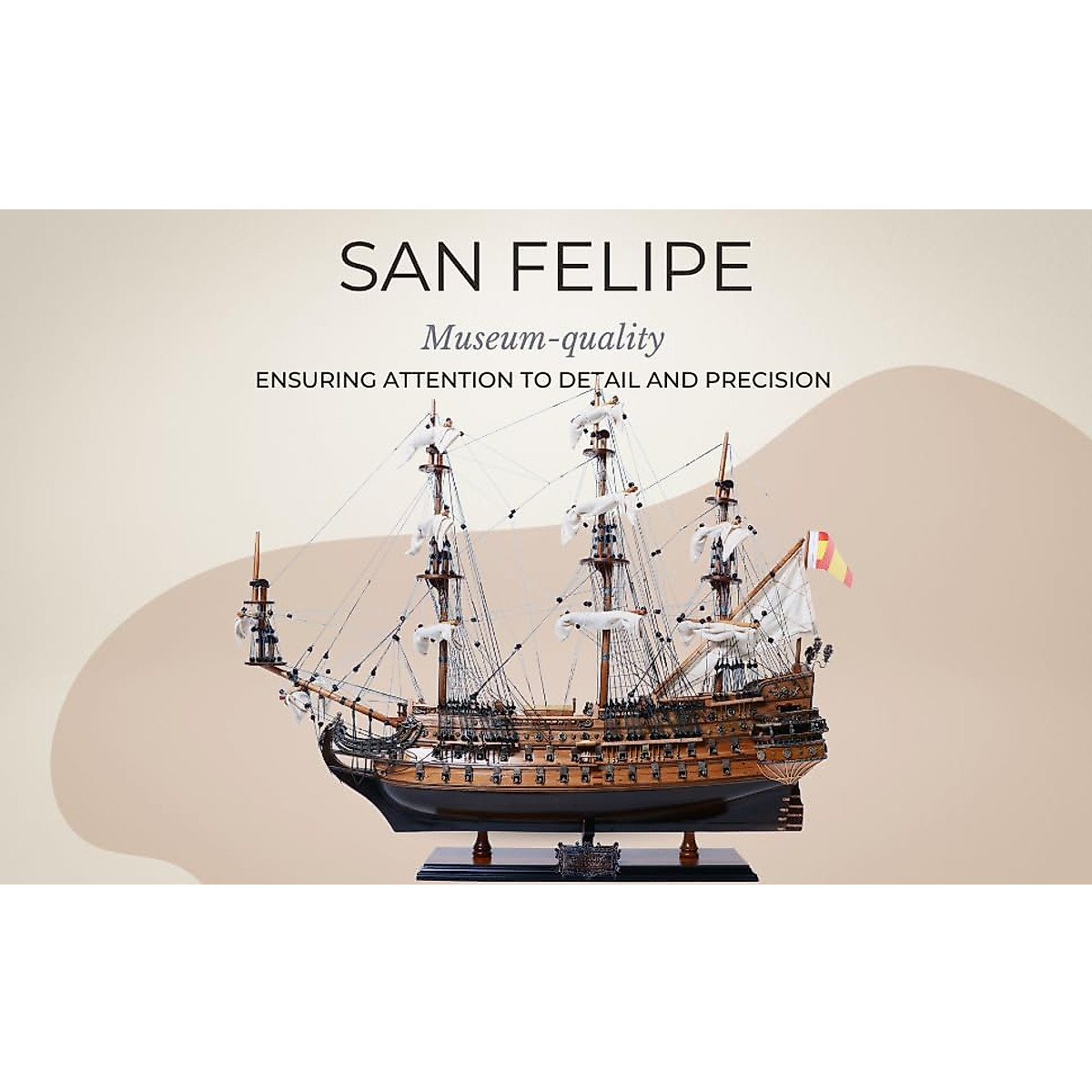 Old Modern Handicrafts San Felipe Medium Wooden Model Ship, Multi