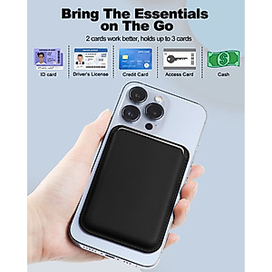 Mag Safe Wallet with Double-row Magnets - Minimalism Leather Mag Safe Card Holder - Slim Magnetic Wallet for iPhone 14/13/12 Series Model and Magsafe Case - Max Fit 3 Cards