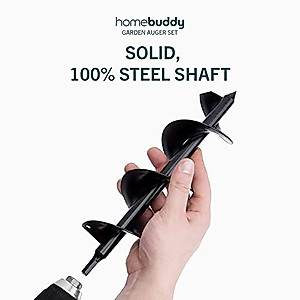 HomeBuddy Garden Auger Drill Bit Set - 3x12 and 2x7 Inch Drill Auger Bit for Planting, Hole Digging, Sturdy Bulb Planter Tool with Non-Slip Hexagon Chuck, Spiral Soil Auger