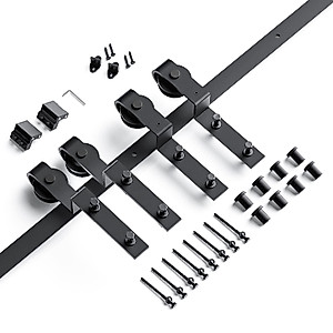 EaseLife 10 FT Bypass Double Sliding Barn Door Hardware Kit,Single Track,Heavy Duty,Slide Smoothly Quietly,Easy Install (10FT Track Kit for Double 65" Wide Door)