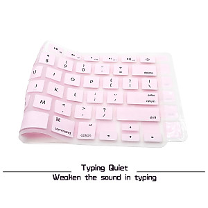 HRH Silicone Keyboard Cover Skin for MacBook Air 13,for Macbook Pro 13/15/17 (with or w/out Retina Display, 2015 or Older Version)&for iMac Older USA Layout,Light Pink