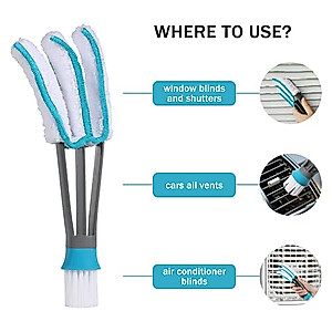 SetSail Blind Duster, Window Blind Cleaner Duster Brush with 4 Microfiber Sleeves Blind Cleaning Tools for Vertical Blinds Air Conditioner Jalousie Dust Ceiling Fans Car Vents Jalousie Dust Collector…