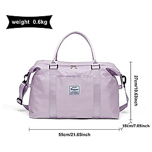 Womens travel bags, weekender carry on for women, sports Gym Bag, workout duffel bag, overnight shoulder Bag fit 15.6 inch Laptop (Large, Purple)