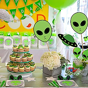 Swirls & Cutouts Green Alien Theme Hanging Swirl Decorations UFO Theme Ceiling Whirl Streamer Hanging Cutouts Alien Invasion for Kids Girls Boys Birthday Baby Shower First Birthday Party Supplies