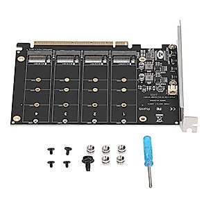 M.2 NVME SSD to PCIE X16 Adapter, DC Power Chip PCIE X16 Expansion Card PCB Material with Screws for Computer