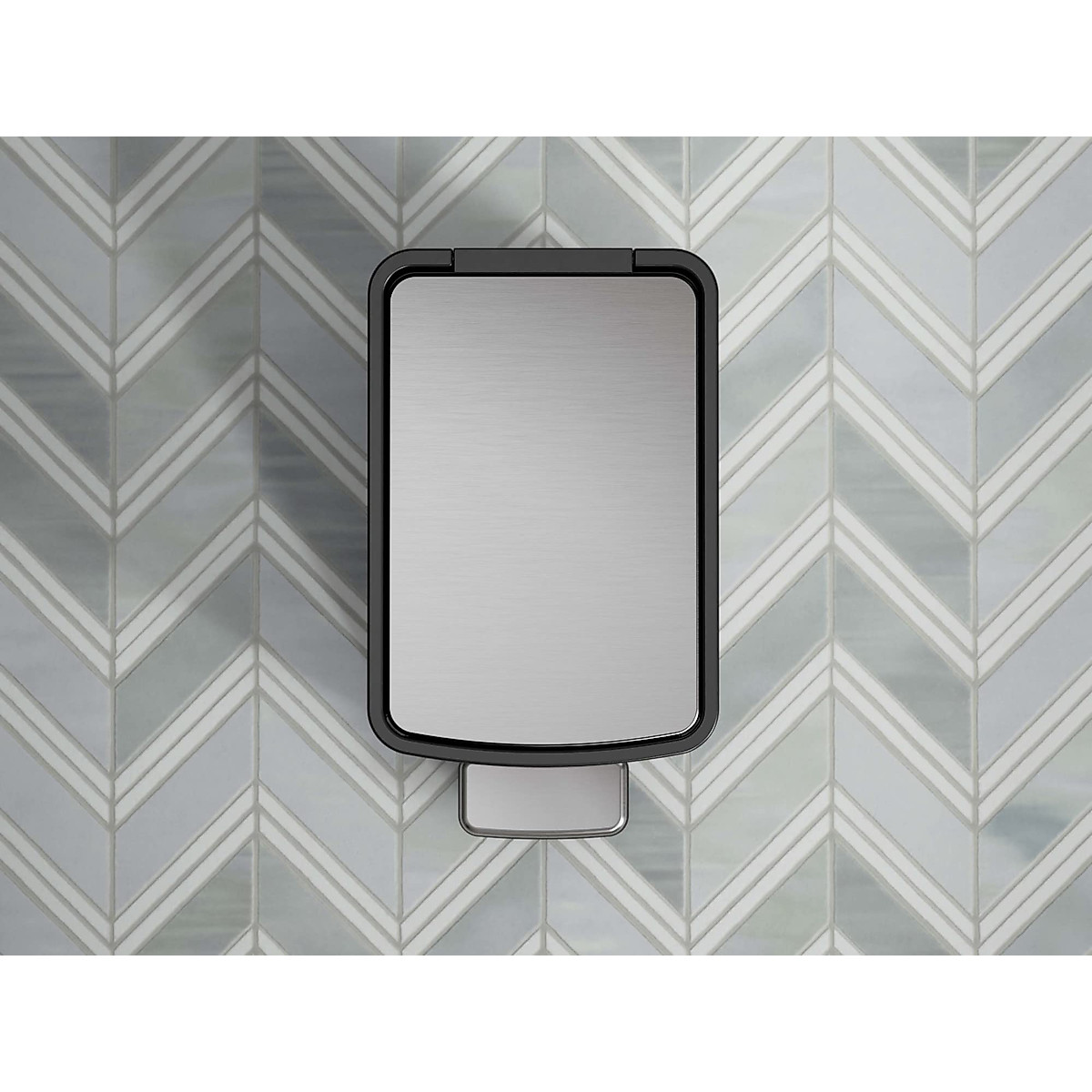 KOHLER 31319-BST Bathroom Trash Can, 1.6 Gallon, 6-Liter Step Can, Quiet-Close Small Trash Can with Foot Pedal, Black Stainless