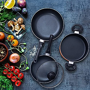 Moss & Stone 4 Peice Nonstick , Aluminum, Copper Pots and Pans Set with Glass Lid, Copper Cookware Set
