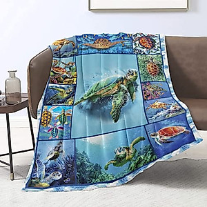Turtle Blanket Adult Sea Turtle Blankets and Throws for Turtle Lovers Ocean Animals Coastal Throw Blanket for Teen Girls Women Soft Lightweight Flannel Gifts Blanket for Couch Sofa, 40''x50''