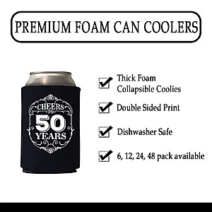 Veracco Cheers To 50 Years 50th Birthday Gift Fifty and Fabulous Party Favors Decorations Can Coolie Holder (Black, 12)