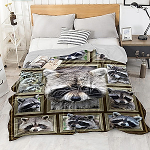Raccoon Blanket,Gift for Raccoon Lover,Soft Cozy Plush Sofa Bed Couch Throw Animal Blanket for Kids and Adult,50"x60"