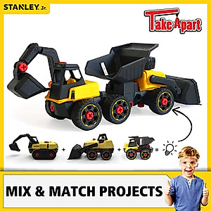 STANLEY Jr. Red Toolbox Stanley Jr - Take a Part Dump Truck, Yellow; Black