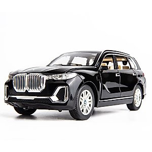 BDTCTK 1/24 Compatible for X7 SUV Model Car Toy Diecast Toy Cars, Zinc Alloy Pull Back Toy car with Sound and Light for Kids Boy Girl Gift(Black)