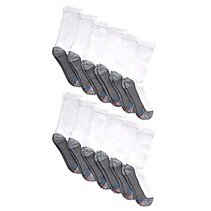 Hanes Men's, X-Temp Cushioned Crew Socks, 12-Pack, White-12 Pack, 6-12