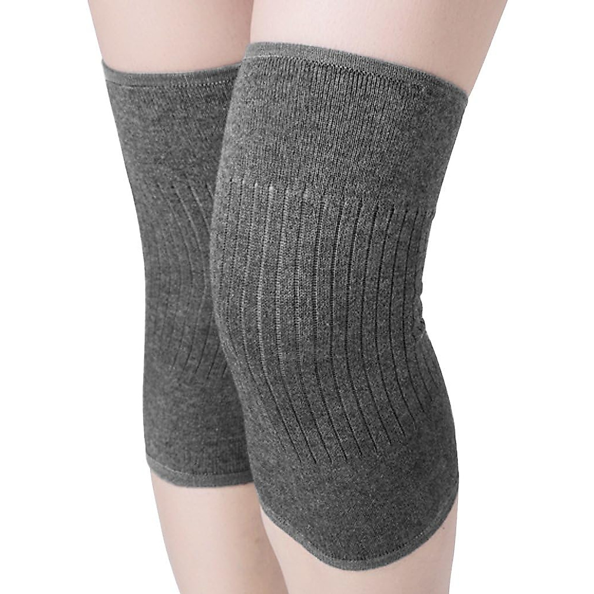 Thermal Knee Warmer Sleeve Winter Leg Brace Protector Circulation Improvement,Joint Pain Relief,Knee Arthritis Knitted Wool for Men Women Outdoor Sports Running Dancing Gym Yoga Fitness 1 Pair (Grey)