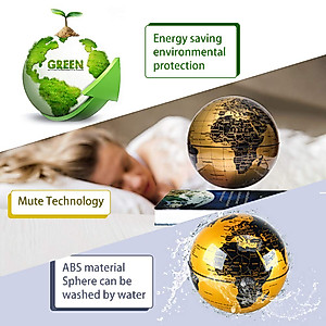 Fashion World Geographic Globes, Magnetic Floating Auto-Rotation Rotating 6" Gold Globe,with Book Style Platform.