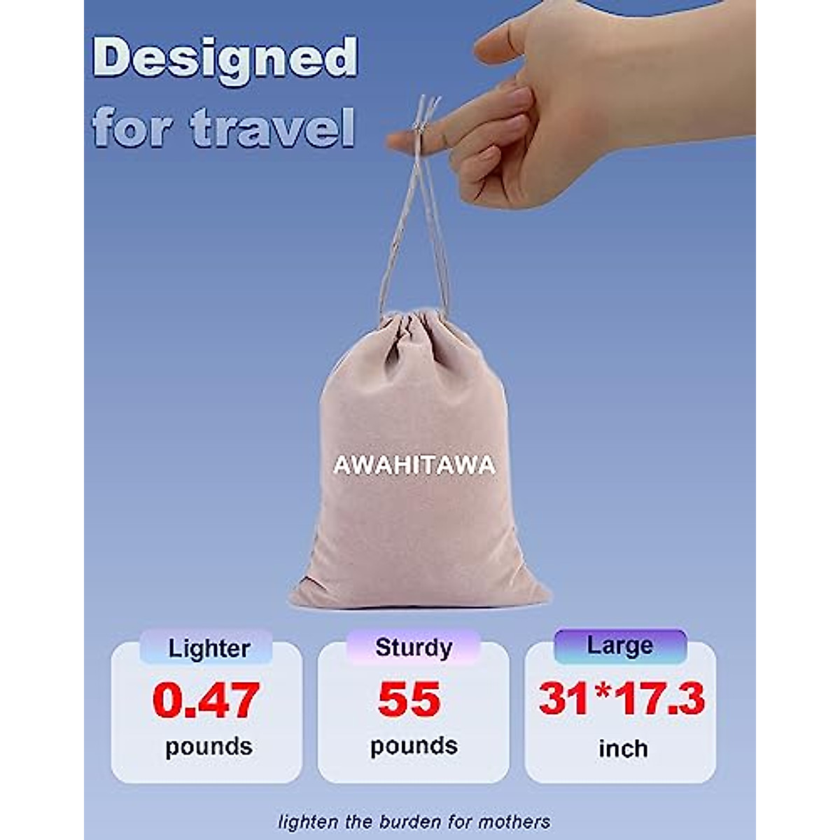 AWAHITAWA Toddler Travel Bed, Airplane Travel Essentials Kids, Portable Toddler Bed, Baby Airplane Travel Cot Accessories, Airplane Must Haves for Toddlers（Gray Stripes）