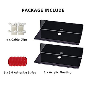 Deelinya 2Pack Acrylic Floating Shelves, Small Adhesive Acrylic Shelves, 9 Inch Sturdy Book Display Shelves for Wall, Bathroom, Kitchen, Bedroom Living Room or Office