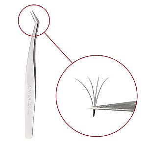 JOVISA T-6Ds Tweezer Made In Japan Eyelash Extension Tweezers for Mega Volume And 3D 6D Mink Eyelash, SUS 304 Stainless Steel Straight Angled Tip False Eyelash Extension Supplies