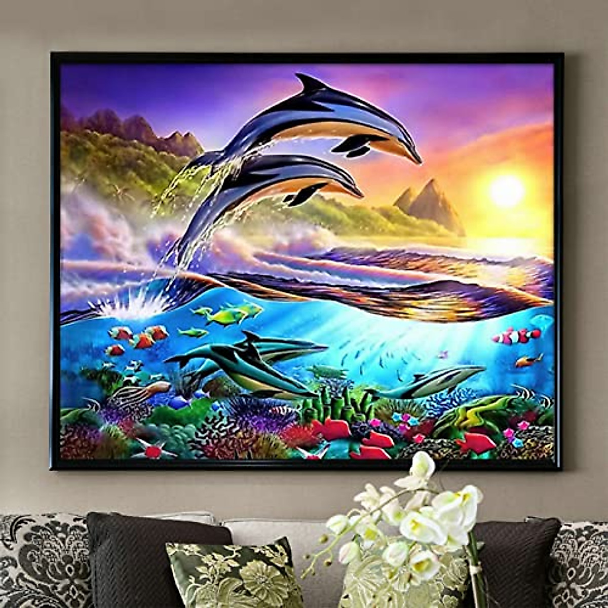 Magxvouy Beginners Cross Stitch Stamped Kits Full Range of Embroidery Starter Kits for Adults DIY 11CT Cross Stitches kit Embroidery Patterns Needlepoint Kits-Ocean World 15.7x19.7 inch