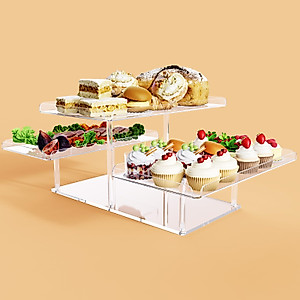 Upgraded! Bakzon Dessert Table Display Set, Acrylic Cupcake Buffet Dessert Risers Stands, Tier Serving Trays Holder for Weddings Baby Shower Tea Party