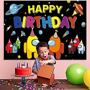 Among Us Birthday Decoration-Among Us Game Background Banner for Men Boy Kids’ Game Theme Birthday Party Decoration (5x3ft)