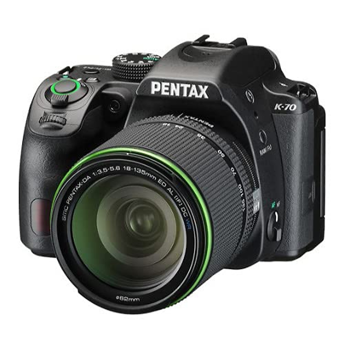 Pentax K-70 DSLR Camera with 18-135mm Lens and 55-300mm f/4.5-6.3 ED PLM WR RE Lens Bundle (4 Items)