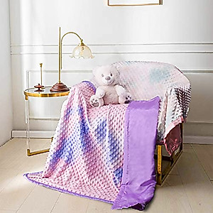 Silky Satin Baby Blanket for Girls Unique Tie Dye Minky Fabric with Soft Luxury Silk Silky Backing Toddlers Blanket for Sleeping Nursery Travel Decoration Purple 30 x 40 Inch