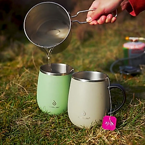 Ideus 16 oz Insulated Coffee Mug with Handle and Lid, Double Wall Stainless Steel Vacuum Insulated Tumbler Cup, Travel Coffee Cup Thermal Cup for Home and Office, Avocado Green