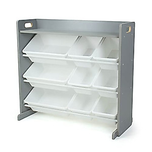 Humble Crew Inspire Toy Organizer with Shelf and 9 Storage Bins, Grey/White