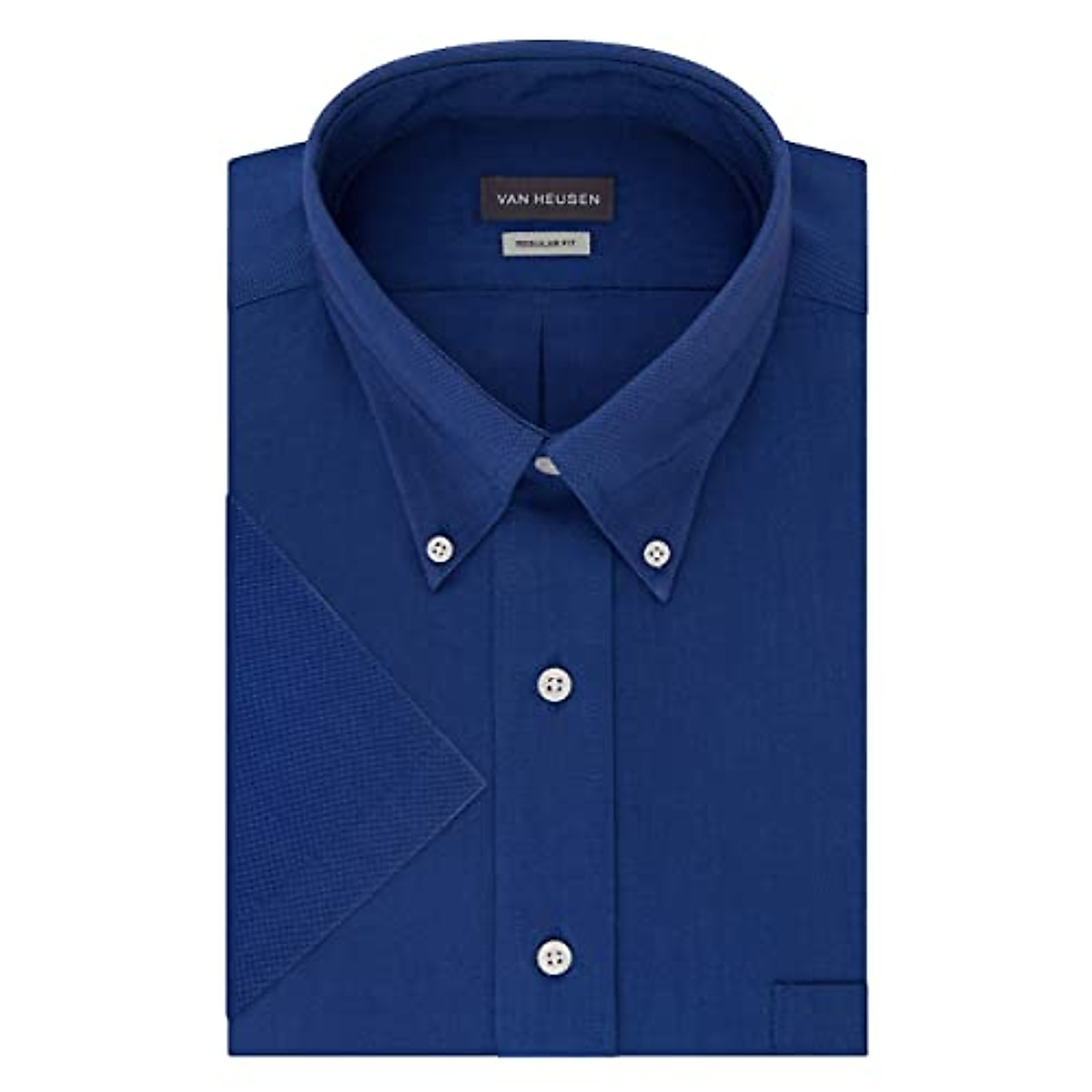 Van Heusen Men's Short Sleeve Oxford Dress Shirt, English Blue, X-Large