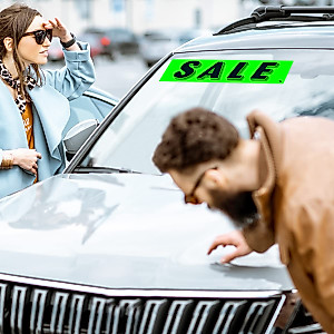 Versa Tags Windshield Slogan Stickers 12 Pack Each of Cash, Sale, PER Month, ONE Owner, Low Mileage (60) Window Stickers Total Dealership Stickers Black On Green