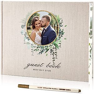 Wedding Guest Book，Guest Book Weddings Reception，Polaroid Guest Book for Wedding 100 Pages Paper Hardcover 8" x 10" for Wedding Gift with Pen, Photo Corner