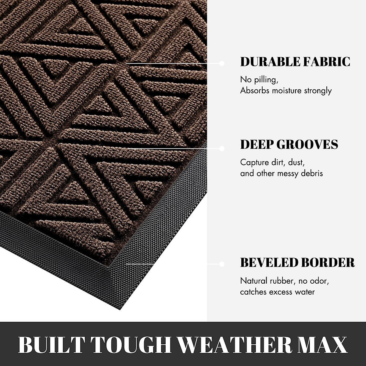 Yimobra Front Door Mat Outside Entrance 36 x 24, Waterproof and Washable Outdoor Mat, Non Slip Rubber Backing, Heavy Duty Welcome Matt for Home Entry Floor Porch Garage Office, Low Profile, Brown