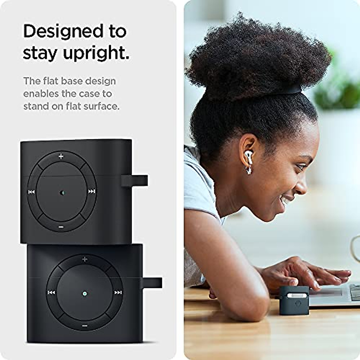 Spigen Classic Shuffle Designed for Airpods 3rd Gen Case with Keychain, Classic Design Airpods 3 Case (2021) - Charcoal